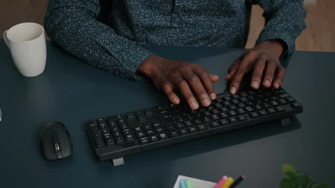 Black african american person typing on ... | Stock Video | Pond5