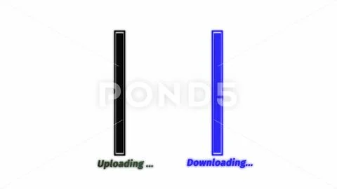 Black and blue color upright, orthographic, uploading and downloading ...