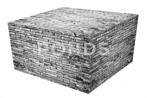 Black and white brick cubic construction: Royalty Free #82988878