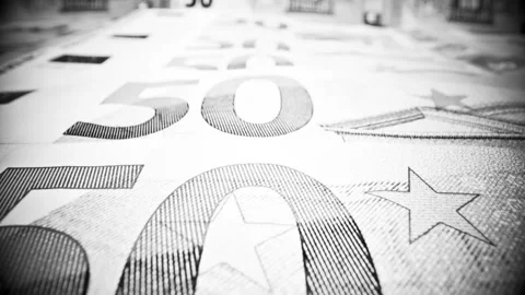 The black and white color of the 50 Euro... | Stock Video | Pond5