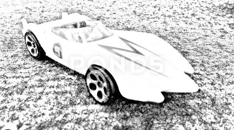 Black and white drawing representing a white race car ~ Premium Photo ...