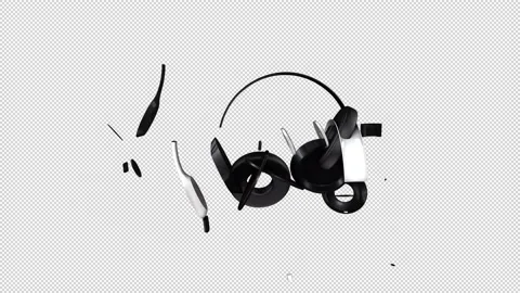 Black and white Headphones animation | Stock Video | Pond5