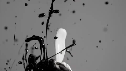 Black And White Paint Splashing Together... | Stock Video | Pond5