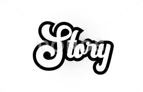 Black and white Story hand written word text for typography logo icon ...