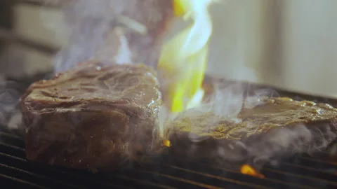 Black Angus Wagyu Tomahawk Steak on Char... | Stock Video | Pond5