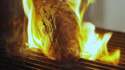 Black Angus Wagyu Tomahawk Steak on Char... | Stock Video | Pond5