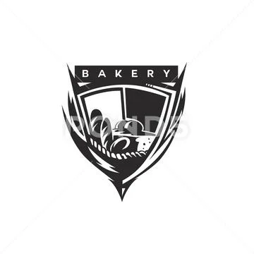 Black bakery shield logo vector illustration: Royalty Free #85386466