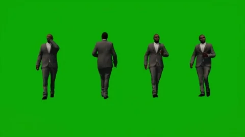 Black business man green screen walk mob... | Stock Video | Pond5