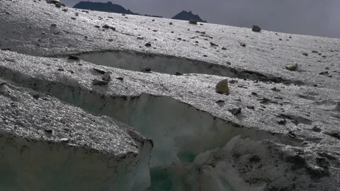 Black carbon soot on glacier, meltwater ... | Stock Video | Pond5