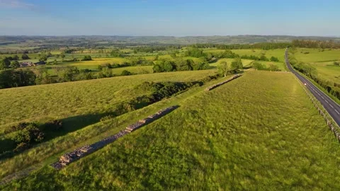 Black Carts Turret aerial view, Hadrian'... | Stock Video | Pond5