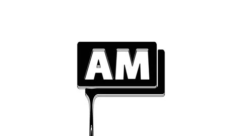 Black Clock AM icon isolated on white ba... | Stock Video | Pond5