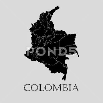 Black Colombia map - vector illustration ~ Clip Art #99286883