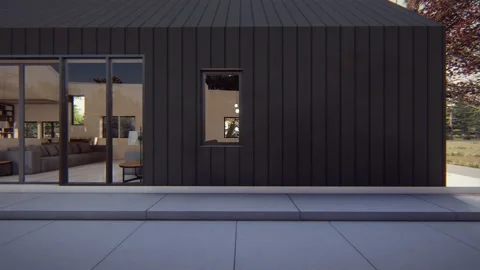 black contemporary house 3D animation | Stock Video | Pond5