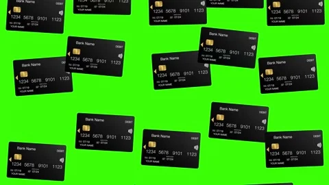 Black debit card animation raining on gr... | Stock Video | Pond5