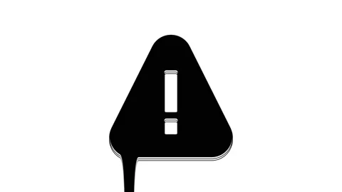 Black Exclamation mark in triangle icon ... | Stock Video | Pond5