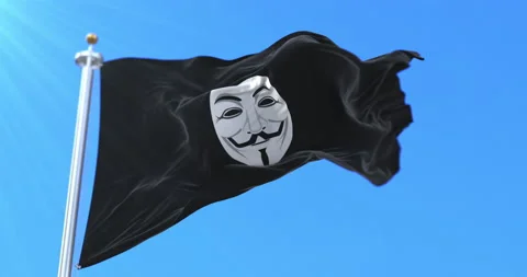 Black flag with a symbol of Anonymous or... | Stock Video | Pond5