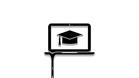 Black Graduation cap on screen laptop ic... | Stock Video | Pond5