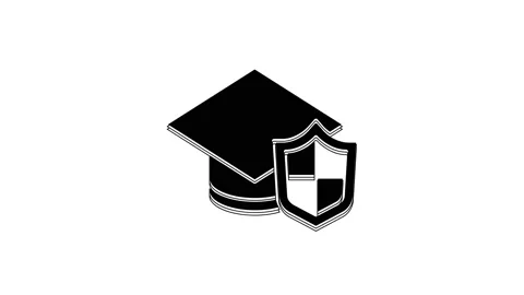 Black Graduation cap with shield icon is... | Stock Video | Pond5