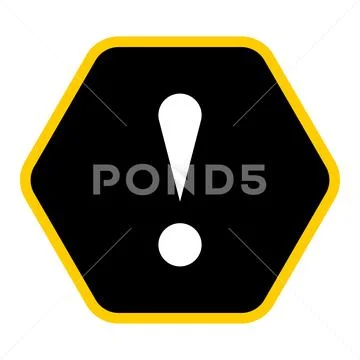 Black hexagon exclamation mark icon warning sign: Royalty Free #80019710