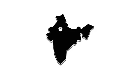 Black India map icon isolated on white b... | Stock Video | Pond5