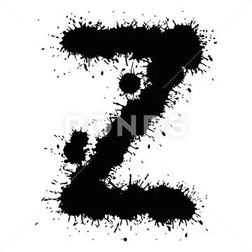 Black ink blots letter isolated on white background.: Royalty Free ...