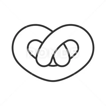 Black isolated outline icon of pretzel on white background. Line Icon ...