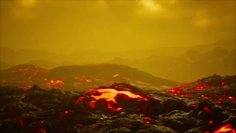 black lava field with hot red orangelava... | Stock Video | Pond5
