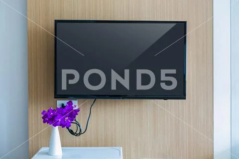 Photograph: Black LED tv television screen mockup. #160041237