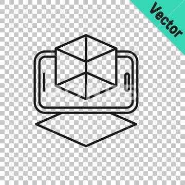Black line 3d modeling icon isolated on transparent background ...