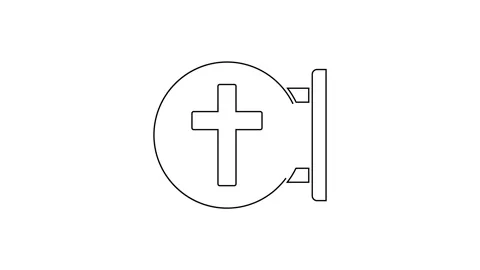 Black line Christian cross icon isolated... | Stock Video | Pond5
