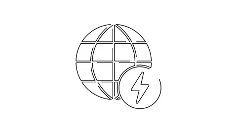 Black line Global energy power planet wi... | Stock Video | Pond5