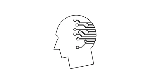 Black line Human brain as digital circui... | Stock Video | Pond5