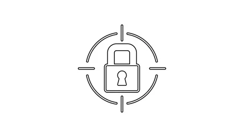 Black line Lock icon isolated on white b... | Stock Video | Pond5