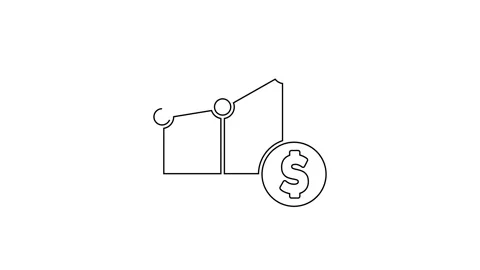 Black line Pie chart infographic and dol... | Stock Video | Pond5