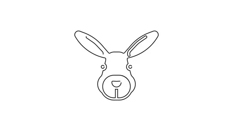 Black line Rabbit head icon isolated on ... | Stock Video | Pond5