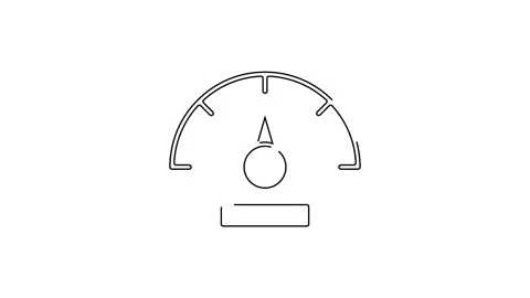 Black line Speedometer icon isolated on ... | Stock Video | Pond5