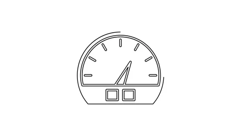 Black line Speedometer icon isolated on ... | Stock Video | Pond5