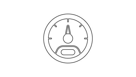 Black line Speedometer icon isolated on ... | Stock Video | Pond5