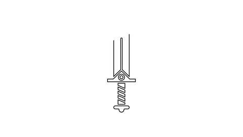 Black line Sword for game icon isolated ... | Stock Video | Pond5
