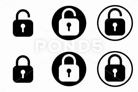 Black lock set icons. Open and closed padlock icon. Collection black ...