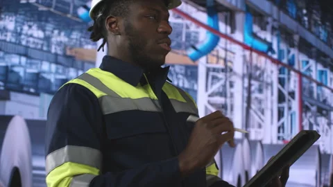 A black male engineer at an industrial s... | Stock Video | Pond5