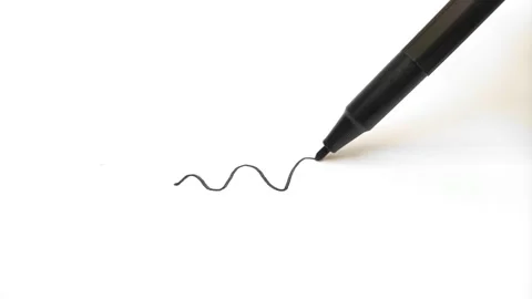 Black marker draws a curved line on whit... | Stock Video | Pond5