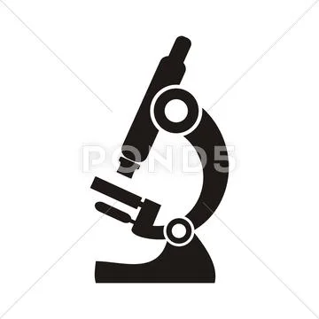Black microscope icon on a white background - vector illustration ...