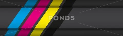 Black modern material header with overlapped layers with cmyk colors ...
