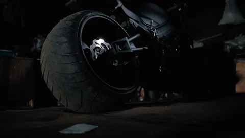 Motorcycle In Garage Stock Video Footage | Royalty Free Motorcycle In ...