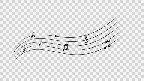 black music note curve moves, alpha chan... | Stock Video | Pond5