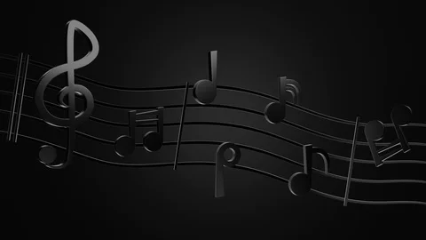 Black music notes and wave music lines i... | Stock Video | Pond5