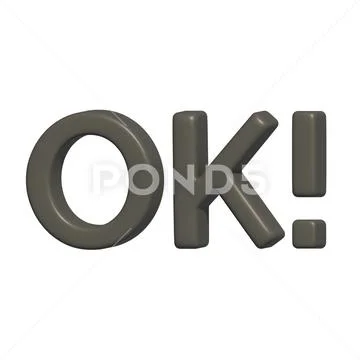 Black OK text and exclamation mark virtual modern 3d render shiny ...