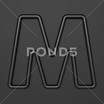 Black outline font Letter M 3D Black outline font Letter M 3D ...