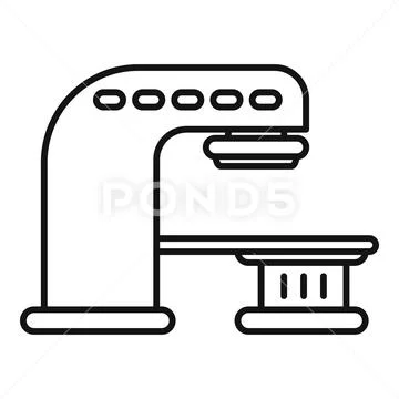 Black outline icon of an mri scanner performing a scan procedure ...